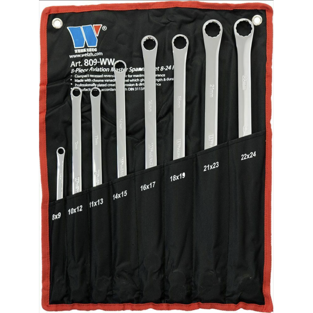 8-Piece Extra Long Double Ring Spanner Set