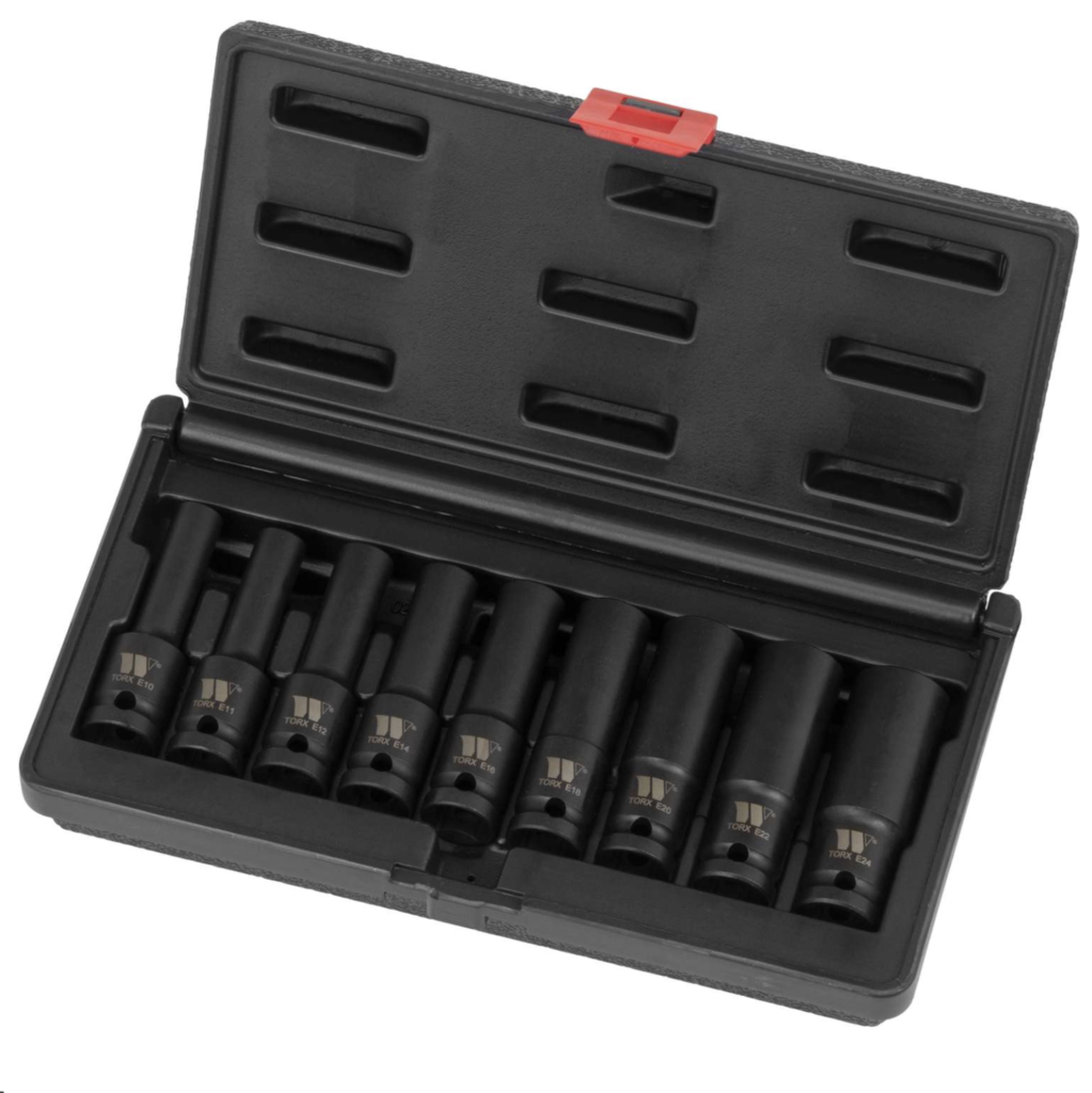 Impact E-Torx Socket Set Deep (9 Piece, 1/2" Drive, E10-E24)