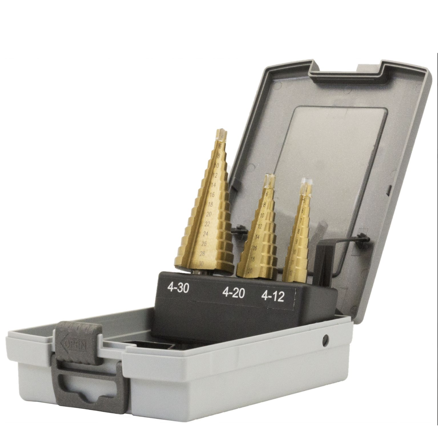 Titanium Step Cone Drill Bit Set (3 Pieces)