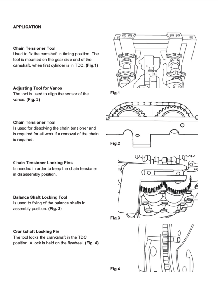 BMW Engine Timing Tool Kit for use on N43 Chain Driven Engines