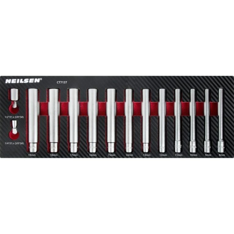 Extra Deep Long Socket Set 3/8' 120mm Long 8-19mm CRV Steel - Neilsen ...